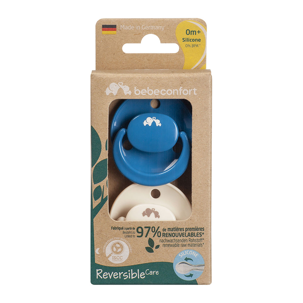 2 Chupetes reversibles silicona 0+ Azul/Arena – Baby Steps