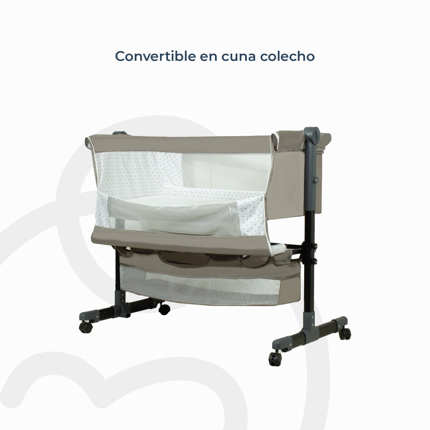 Cuna Colecho Cozy con Colchón Mosquitero y Canasto Beige Huvi - Baby Steps